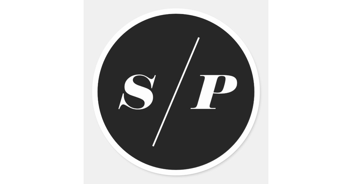 Black Bold Italic Typography Wedding Monogram Classic Round Sticker ...