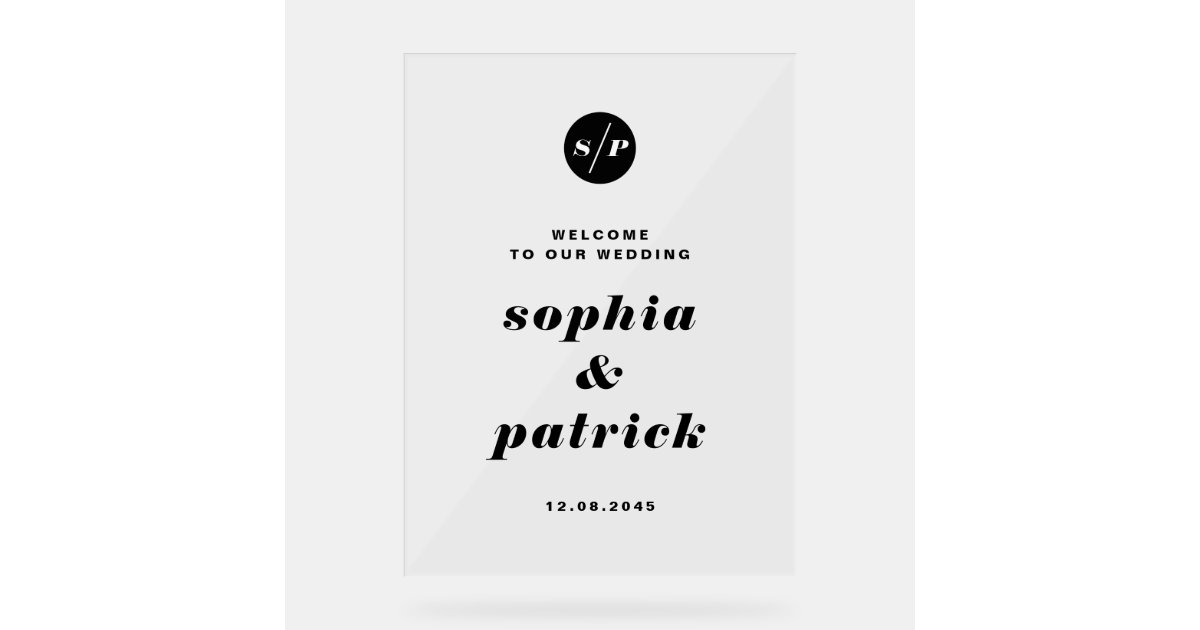 Black Bold Italic Typography Wedding Welcome Acrylic Sign | Zazzle