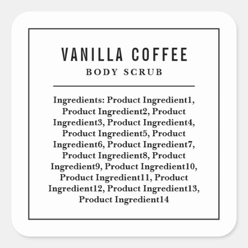 Black Border and Line Ingredients List Label | Zazzle