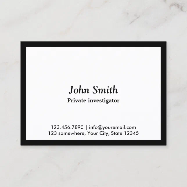Black Border Investigator Business Card | Zazzle