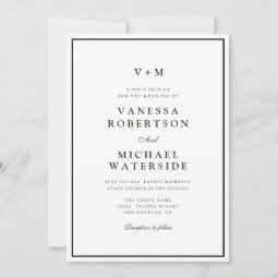 Black border simple unique wedding invitation | Zazzle