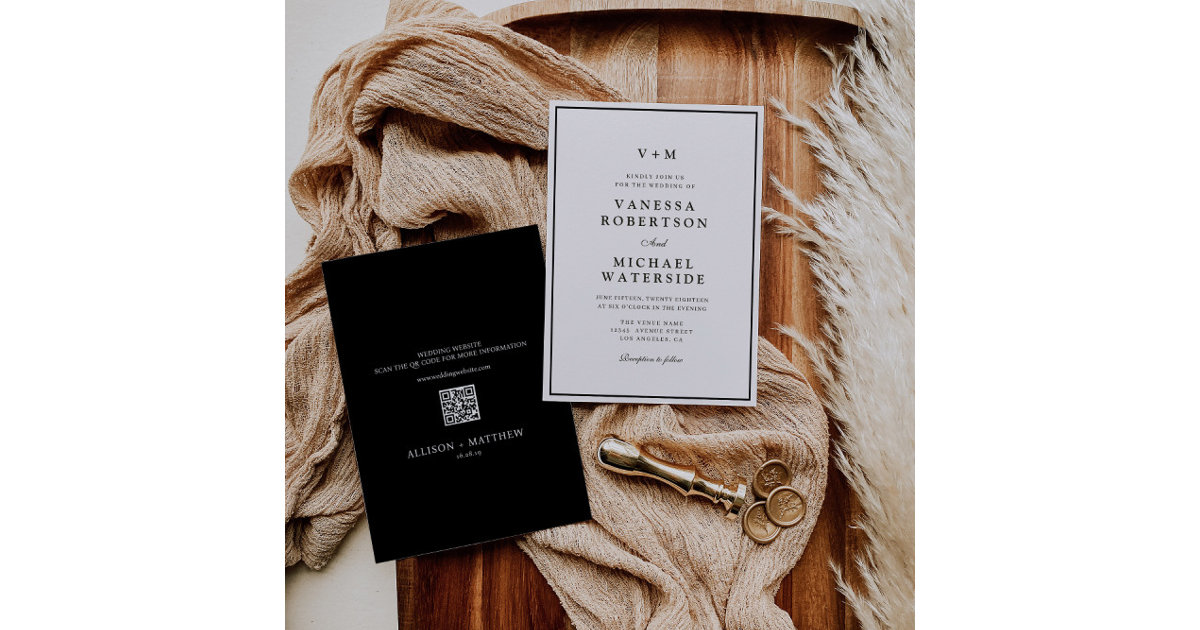 Black border simple unique wedding invitation | Zazzle