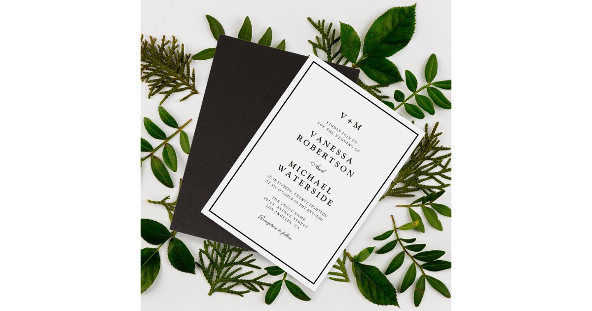 Black border simple unique wedding invitation | Zazzle