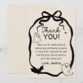 Black bow Ghost Halloween Thank you card | Zazzle