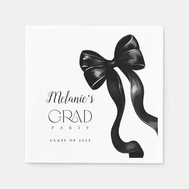 Black Bow Grad Party Napkins | Zazzle