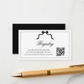 Black Bow Ribbon QR Code Wedding Gift Registry Enclosure Card | Zazzle