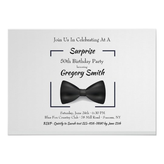 Black Bow Tie Birthday Invitation | Zazzle.com