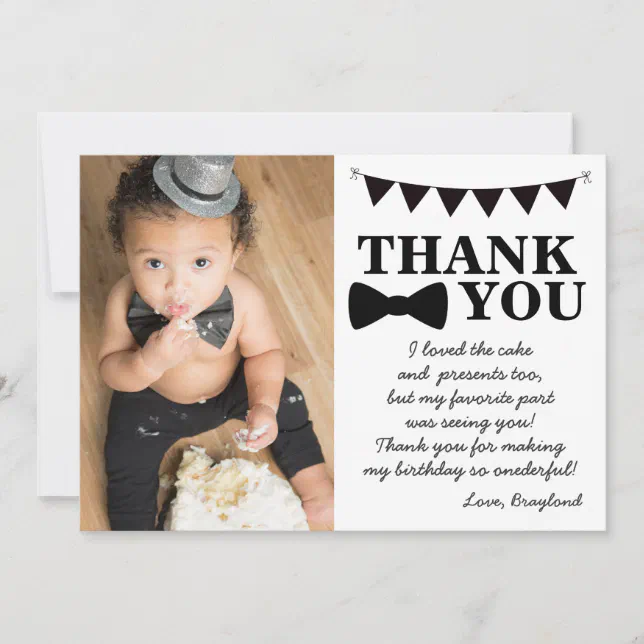 Black Bow Tie Thank You Card | Zazzle