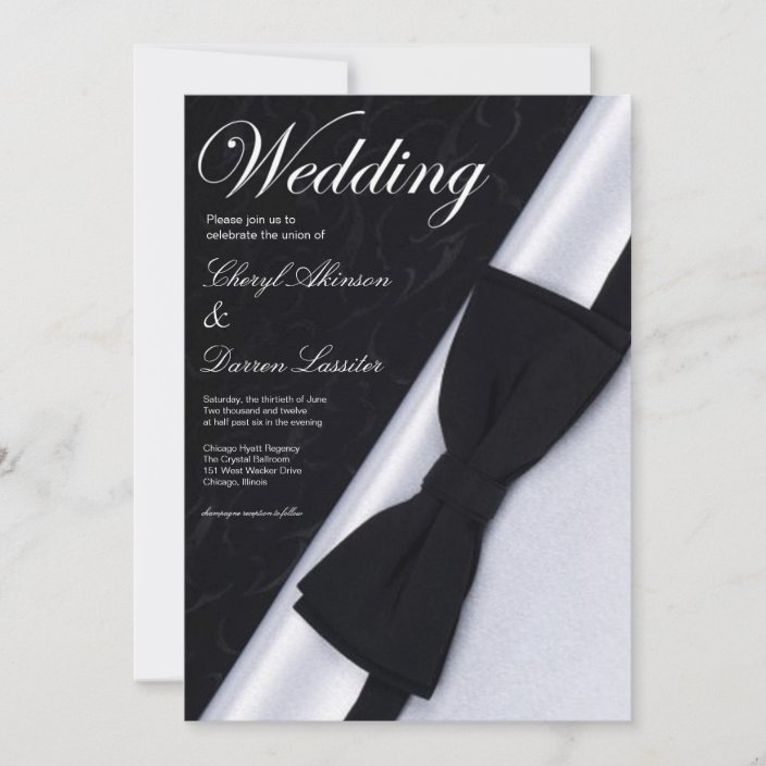 black bow tie wedding invitation | Zazzle.com