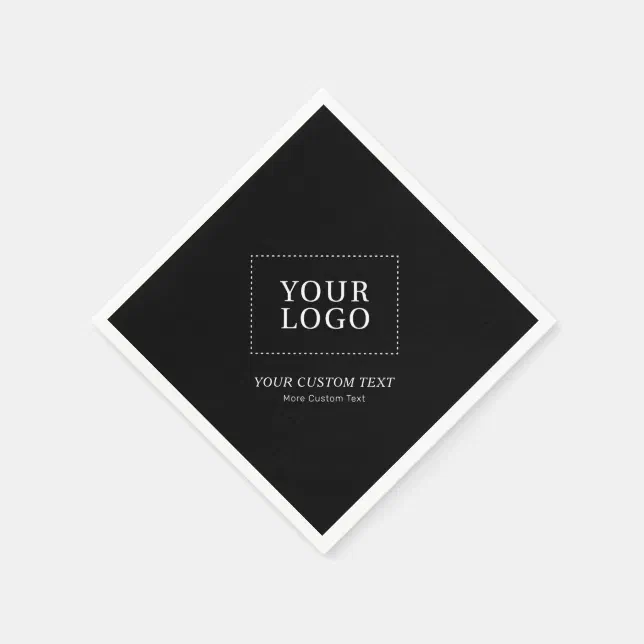 Black Branded Custom Business Logo Promotional Nap Napkins | Zazzle