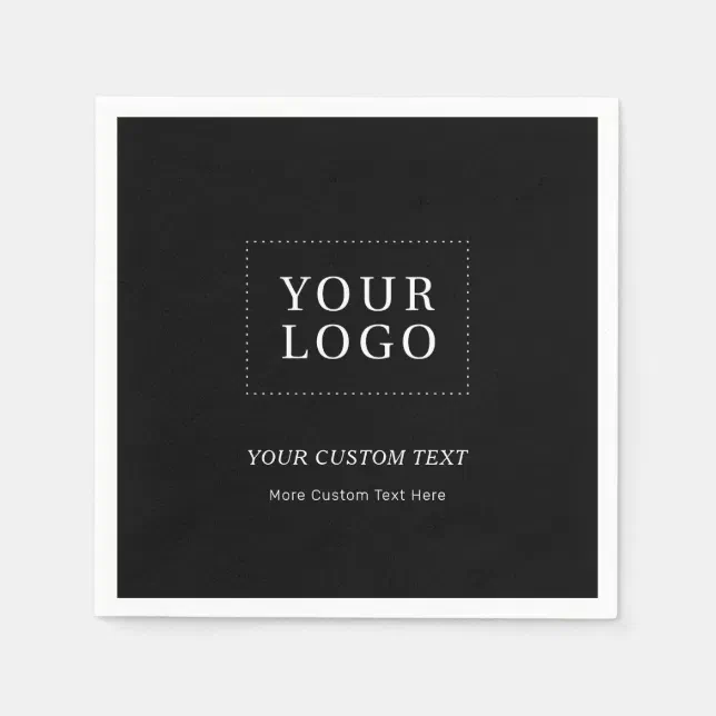 Black Branded Custom Business Logo Promotional Napkins | Zazzle