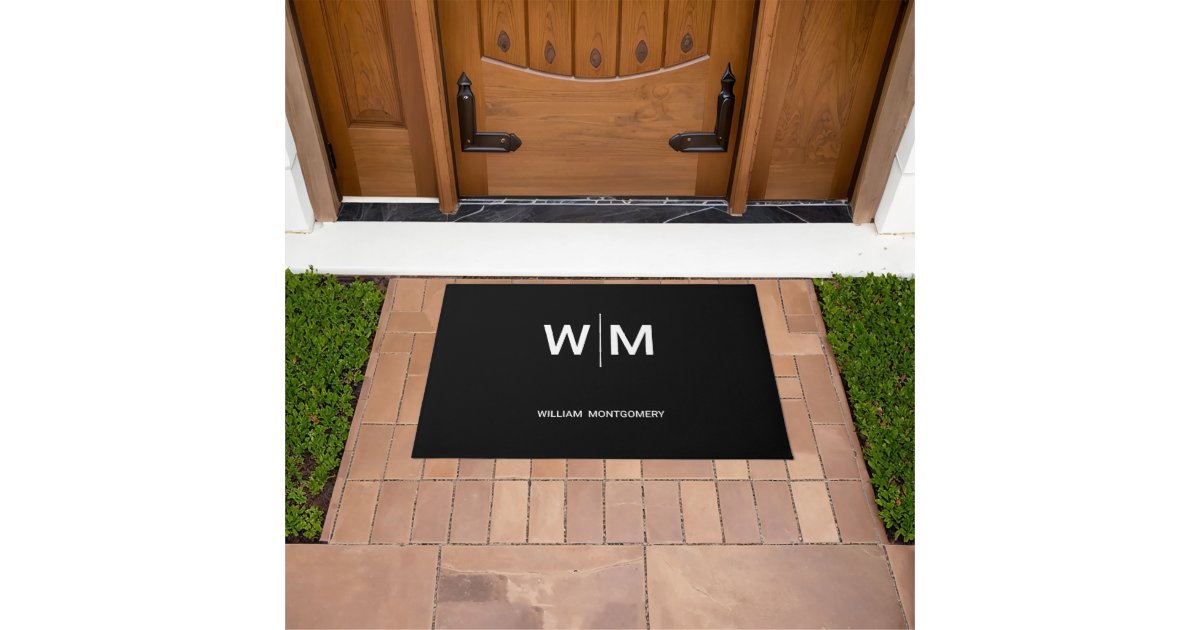 Black Branded Logo | Corporate Business Company Doormat | Zazzle