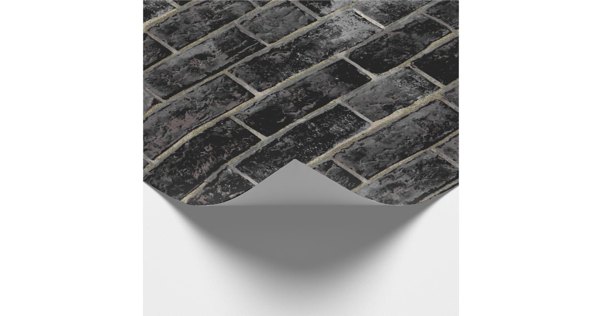 Black Brick Wall Pattern Wrapping Paper | Zazzle