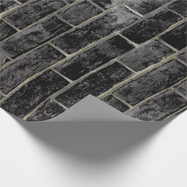 Black Brick Wall Pattern Wrapping Paper | Zazzle