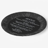 Black Brocade Gothic Theme Wedding & Dinner Menu Paper Plates | Zazzle