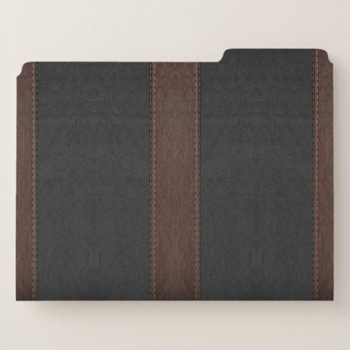 Black & Brown Faux Leather Stitched Effect File Folder | Zazzle
