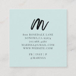 Black Brush Script Initial Name Blue Calling Card | Zazzle