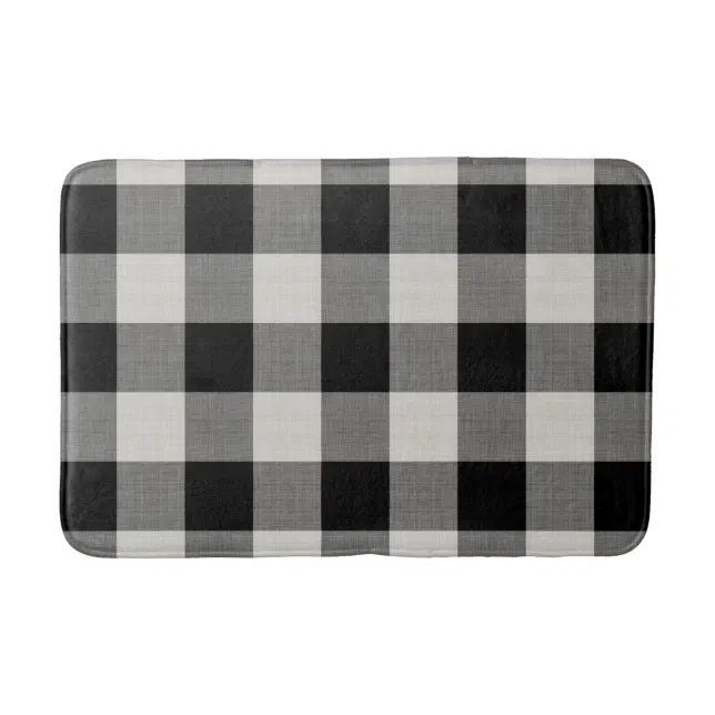 Black Buffalo Check | Modern Farmhouse Bathroom Mat | Zazzle