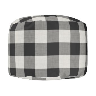 Black Buffalo Check | Modern Farmhouse Decor Pouf | Zazzle