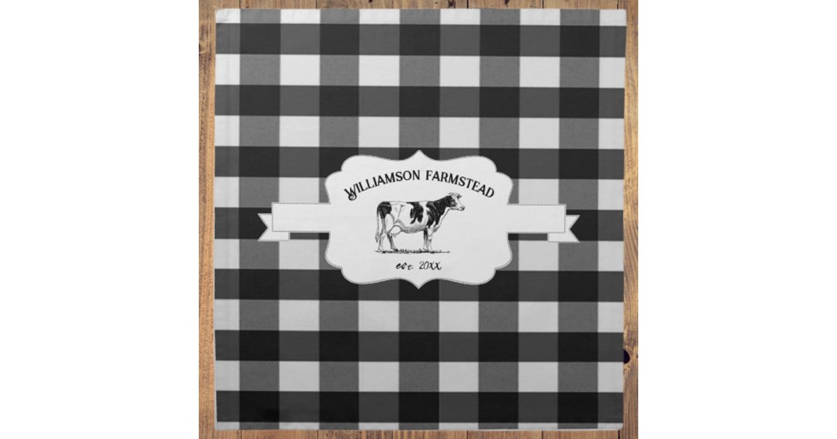 Black Buffalo Plaid Farm Cow Cloth Napkin | Zazzle