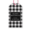 Black Buffalo Plaid Pattern Christmas Gift Tags | Zazzle