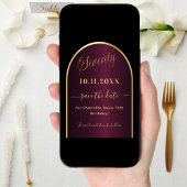 Black burgundy gold arch 70th birthday save the date | Zazzle