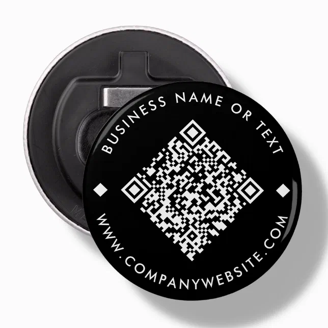 Black | Business Custom QR Code Bottle Opener | Zazzle