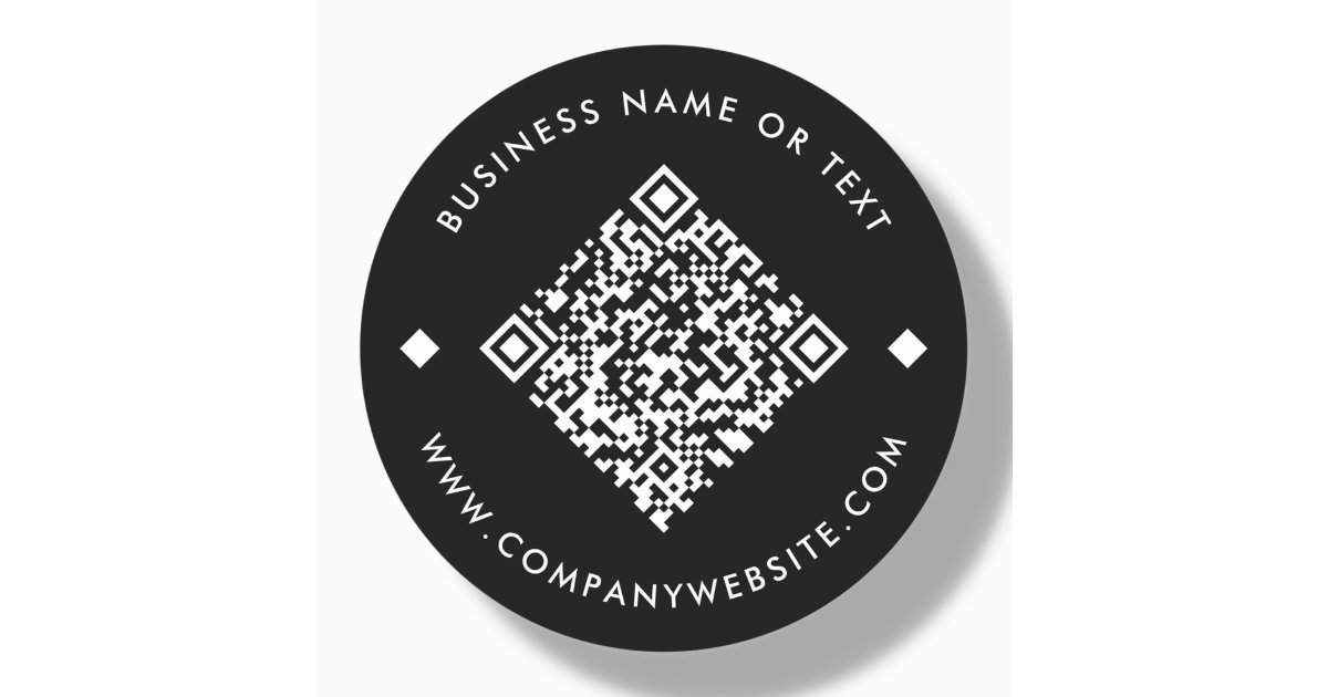 Black | Business Custom QR Code Classic Round Sticker | Zazzle