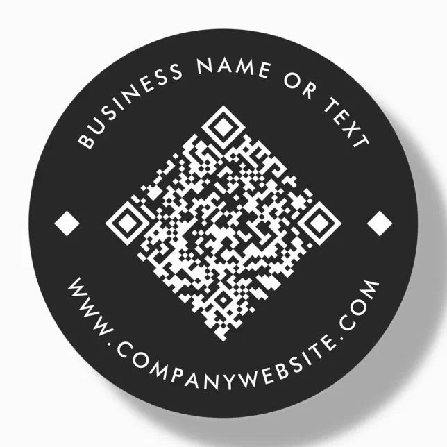 Black | Business Custom QR Code Classic Round Sticker | Zazzle