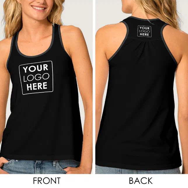 Black Business Logo Modern Employee Workwear Tank Top | Zazzle