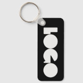 Black Business Logo & QR Code, Company Horizontal Keychain | Zazzle