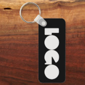 Black Business Logo & QR Code, Company Horizontal Keychain | Zazzle