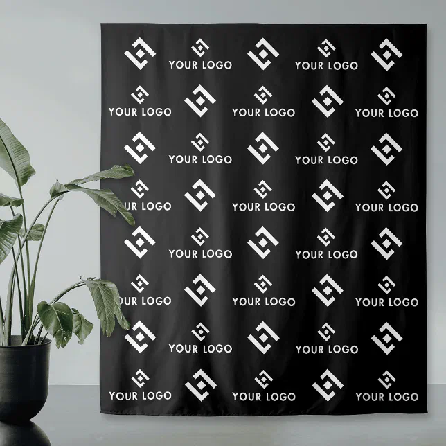 Black Business Logo Step & Repeat Backdrop Banner | Zazzle