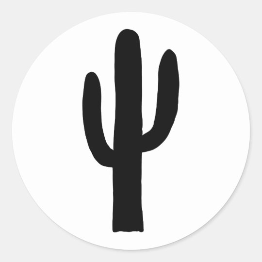Black cactus. Modern cacti. Simple botanical Classic Round Sticker ...