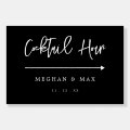 Black Calligraphy Cocktail Hour Directions Sign | Zazzle