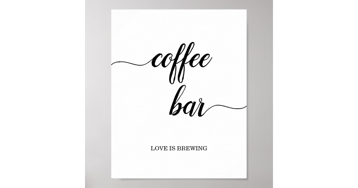 Black Calligraphy Coffee Bar Sign | Zazzle
