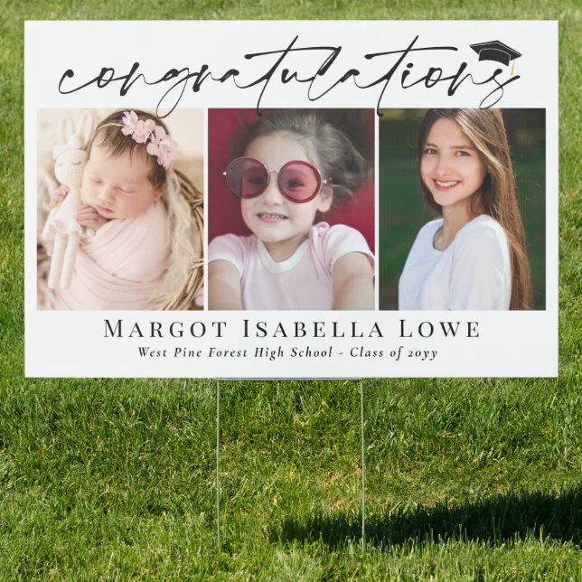 Black Calligraphy Photo Graduation Congratulations Sign | Zazzle