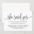 Black Calligraphy She Said Yes Engagement Invitation | Zazzle