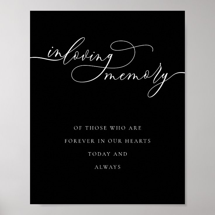 Black Calligraphy Signature in Loving Memory Poster | Zazzle