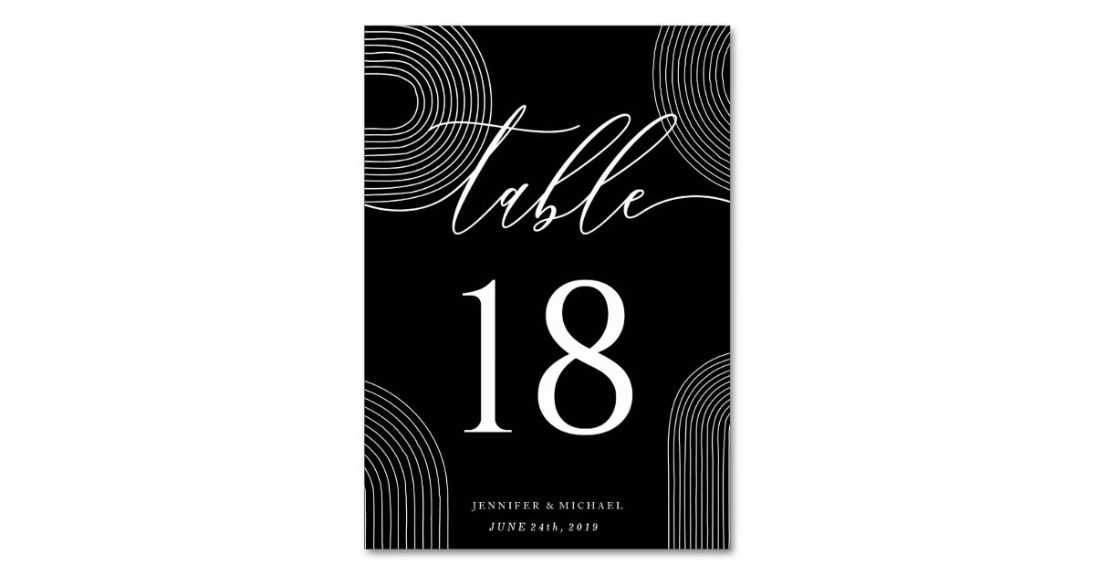 Black Calligraphy Signature Seating Minimalist Table Number | Zazzle