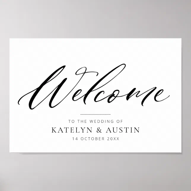 black calligraphy welcome wedding sign | Zazzle
