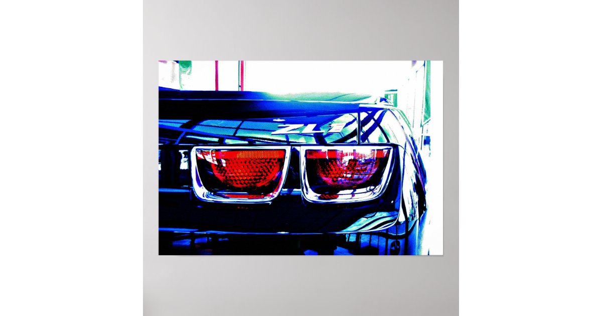 Black Camaro ZL1 Tail Lights with Decal Poster | Zazzle