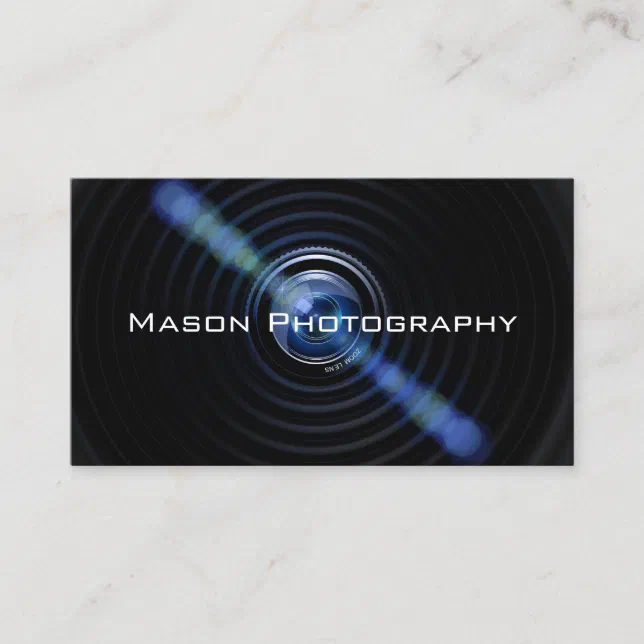 Black Camera Lens Photographer Business Card | Zazzle
