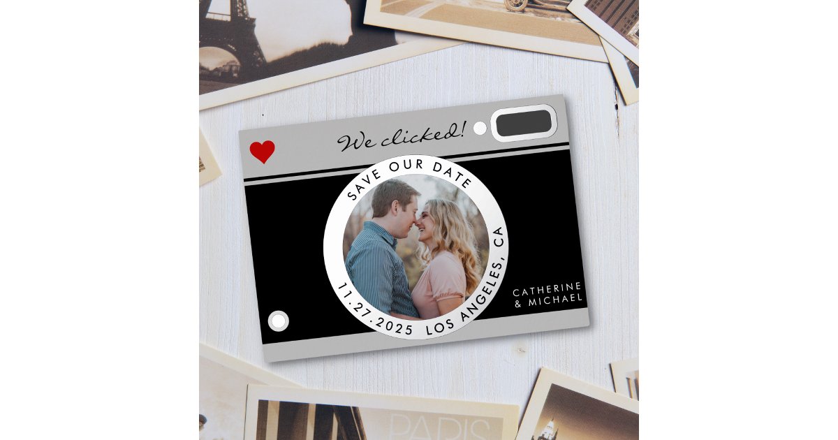 Black Camera Photo Wedding Unique Save The Date Foil Holiday Card | Zazzle