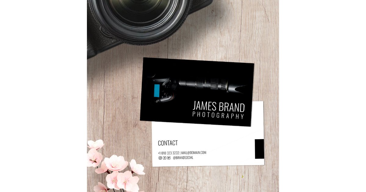 Black Camera Photography Professional Photographer Business Card | Zazzle