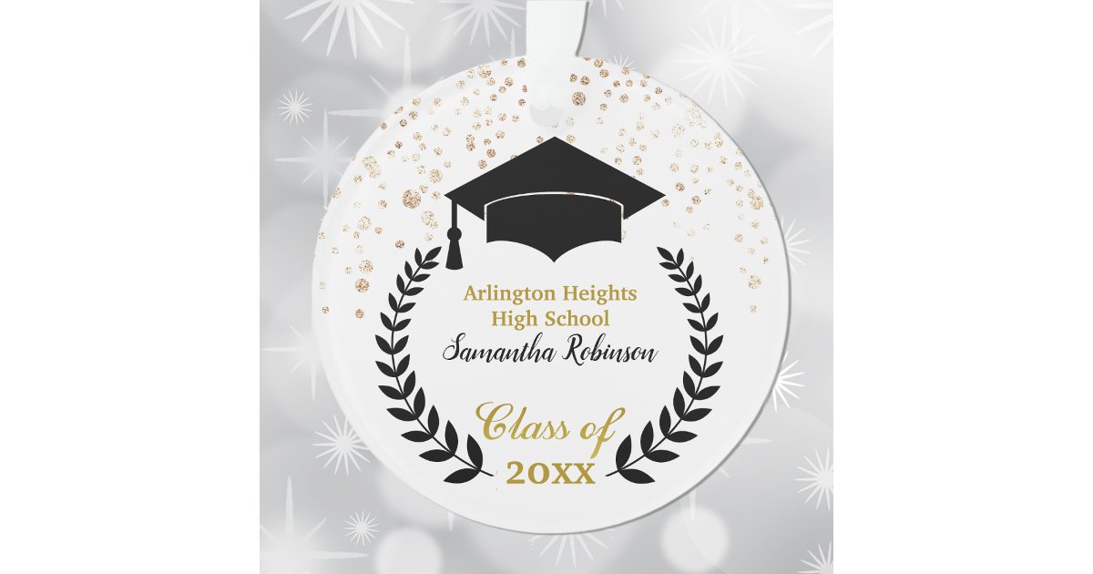 Black Cap and Laurel Graduation Ornament | Zazzle