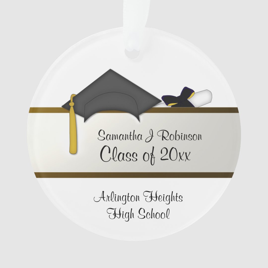 Black Cap Graduation Acrylic Ornament | Zazzle