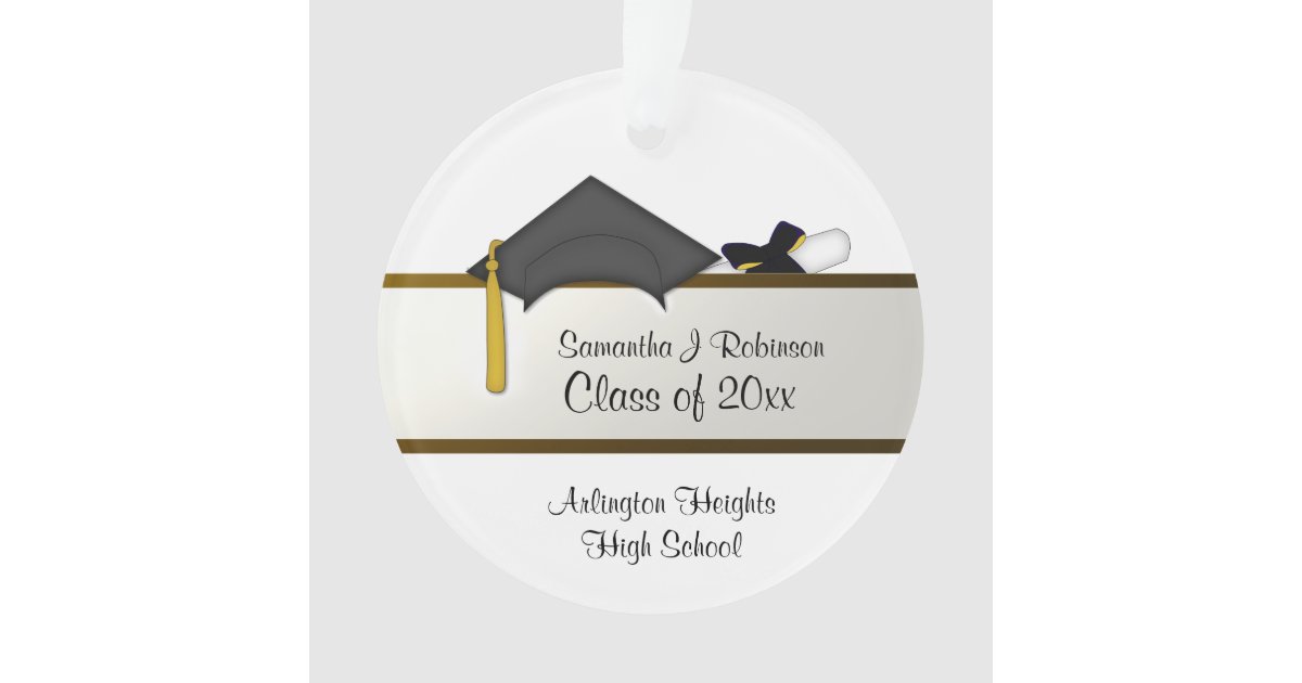 Black Cap Graduation Acrylic Ornament | Zazzle