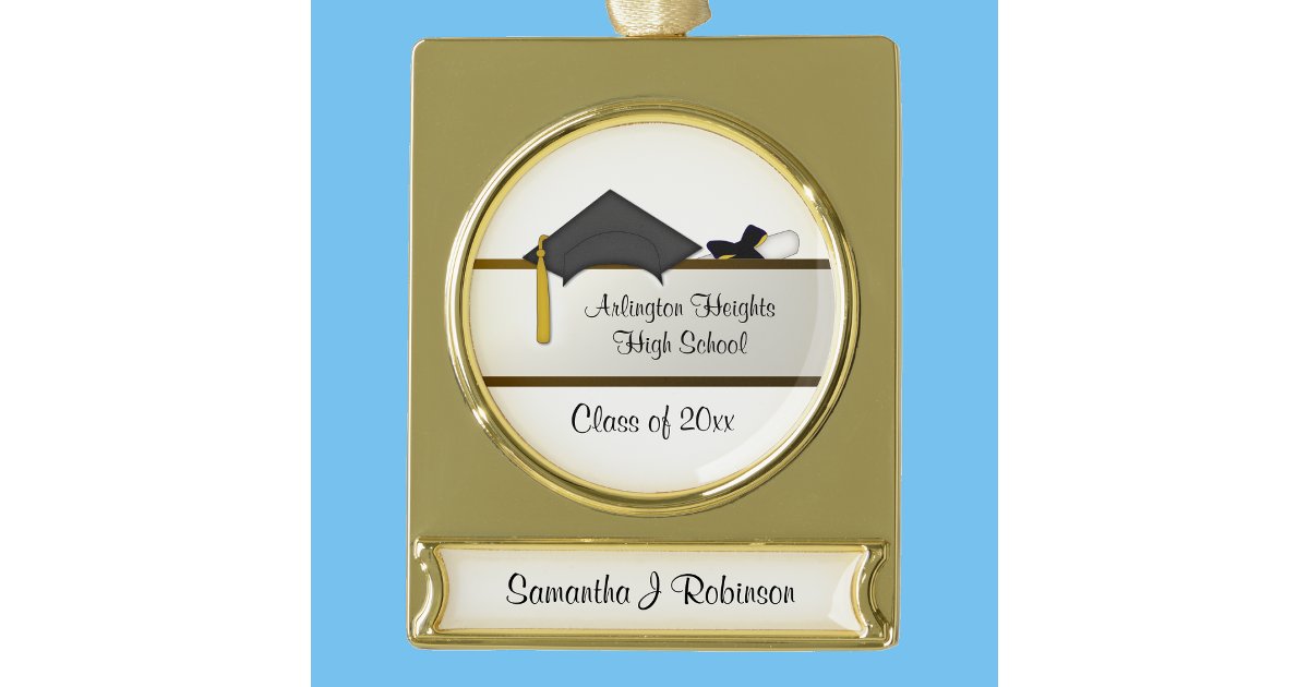 Black Cap Graduation Banner Ornament | Zazzle