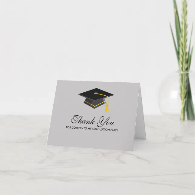 Black Cap Graduation Thank You Note Card | Zazzle